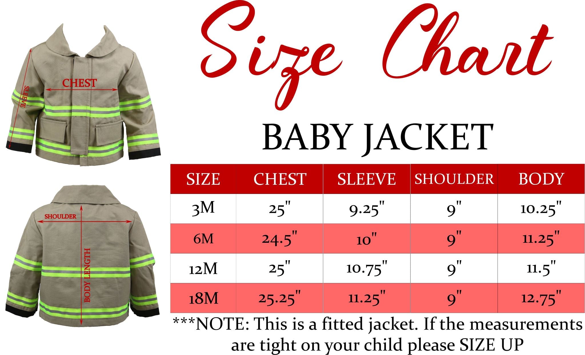 Firefighter Baby BLACK Jacket with Name on Back (JACKET ONLY) – Fully ...