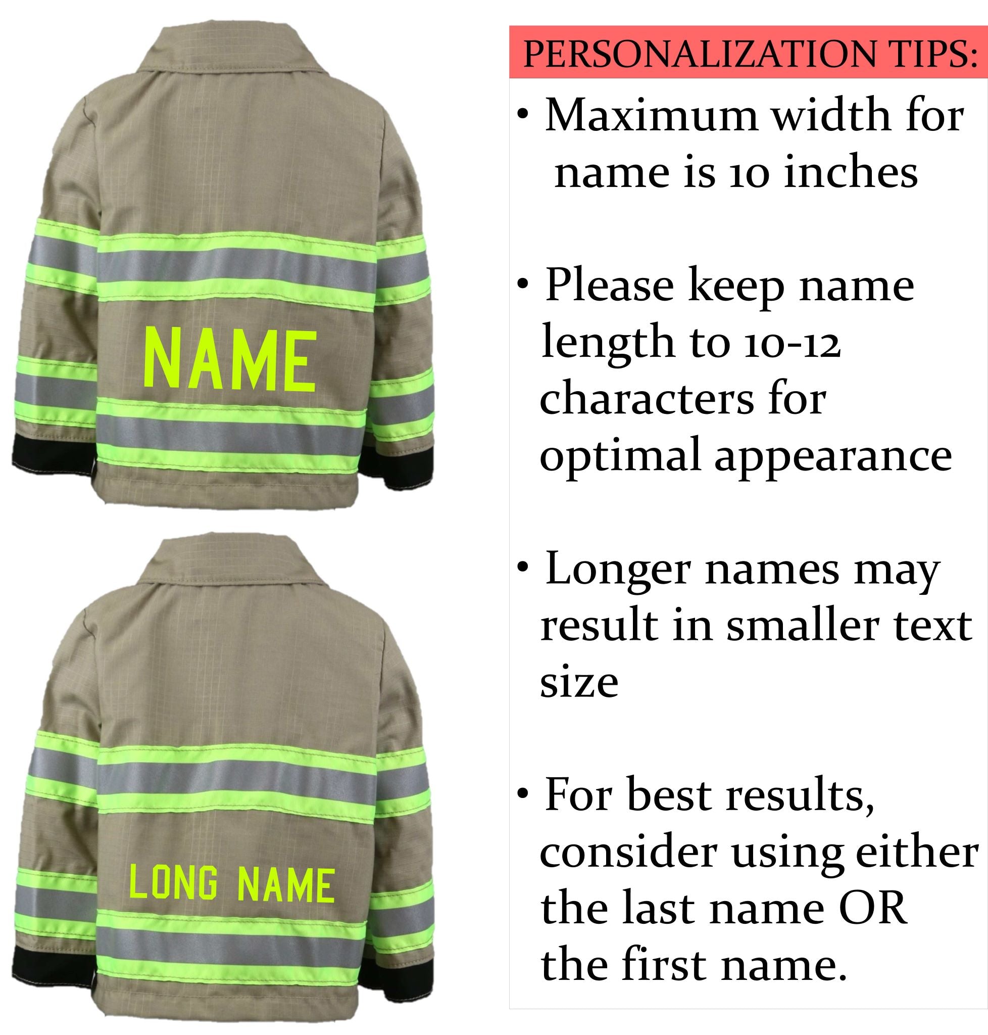 Personalized Firefighter Toddler Jacket with Name on Back Great Costume ...